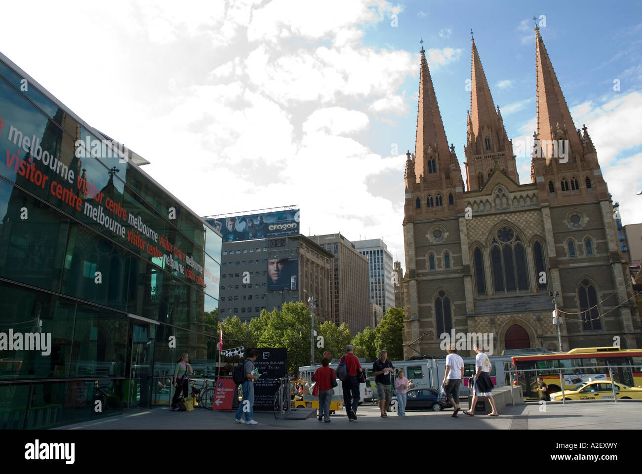 St Pauls cathedral and Melbourne Visitor Centre Federation Square CBD ...