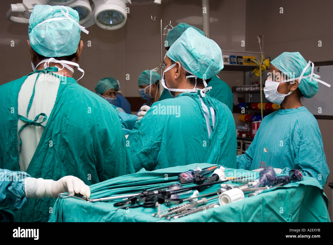 Surgeons, doctors and their equipment inside the operation theater ...