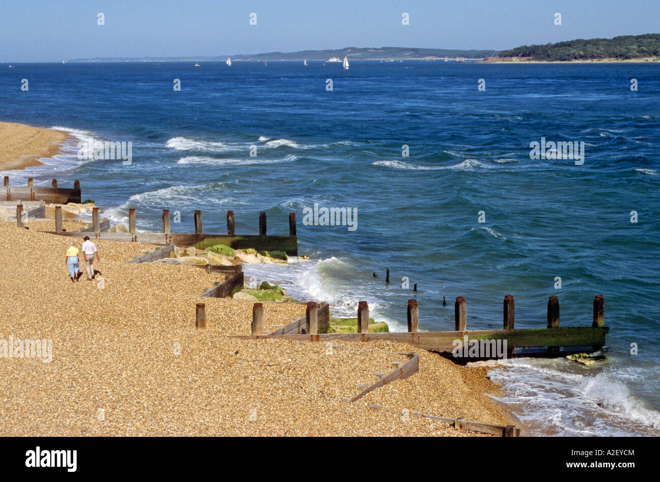The Solent and Isle of Wight from Hurst Castle, Hampshire, UK Stock ...