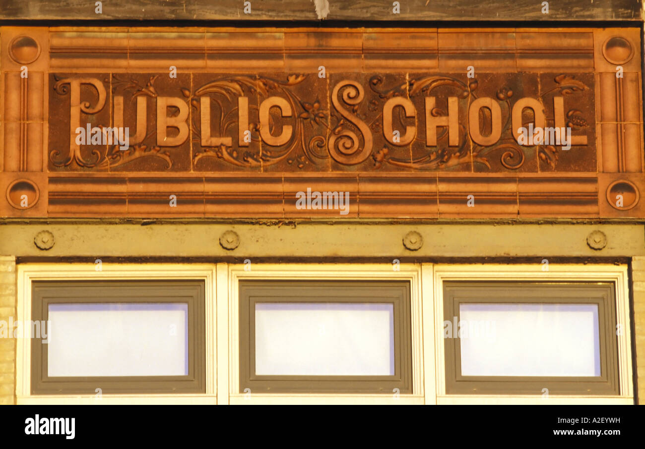 Old public school sign Stock Photo - Alamy