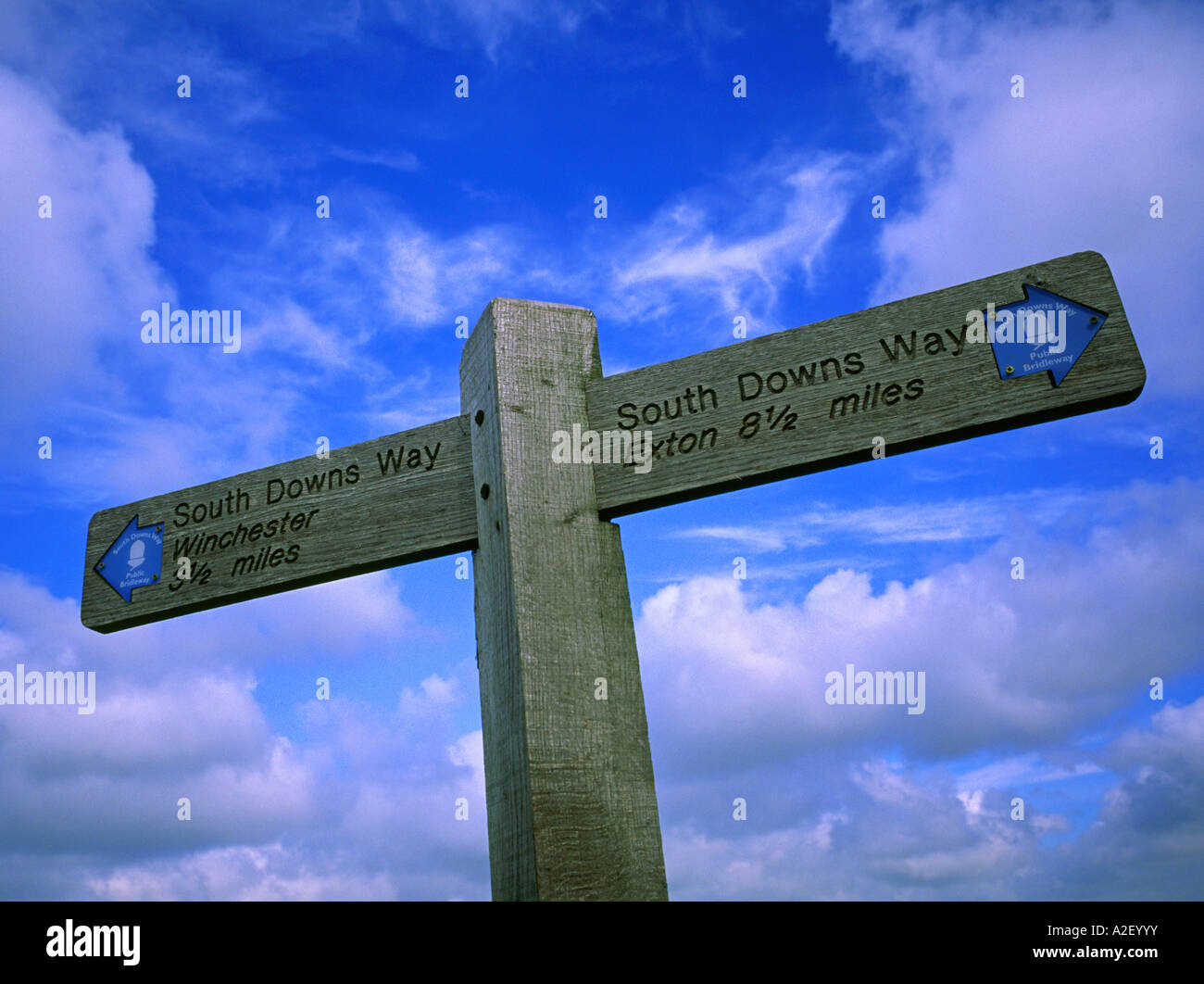 Signpost on the South Downs Way near Winchester England UK Stock Photo ...