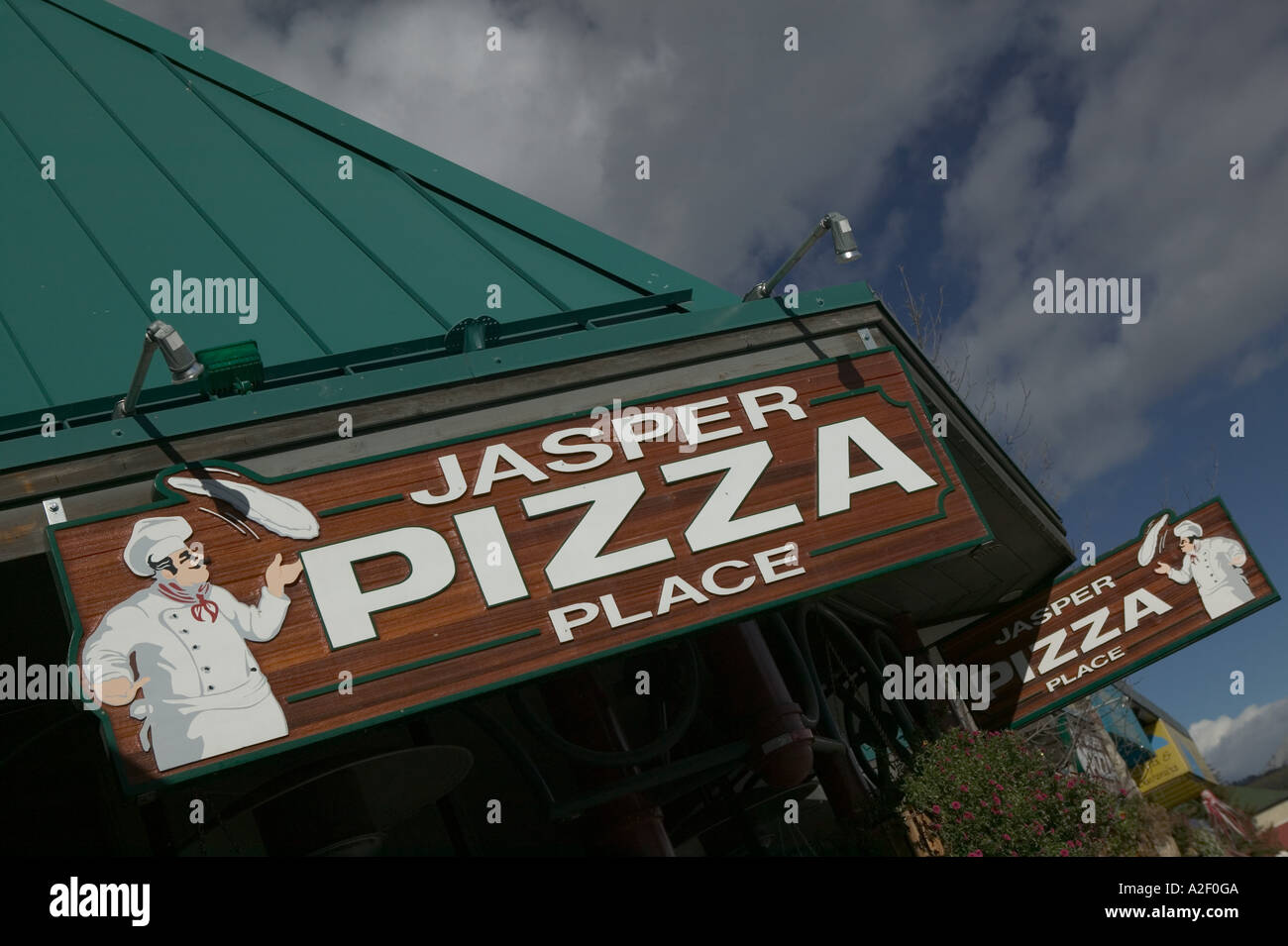Canada, Alberta, Jasper National Park: JASPER, Jasper Pizza Place Sign ...