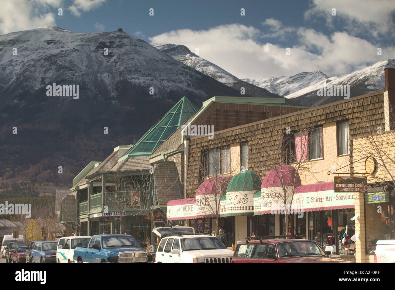 Canada, Alberta, Jasper National Park: JASPER, Town shops along ...