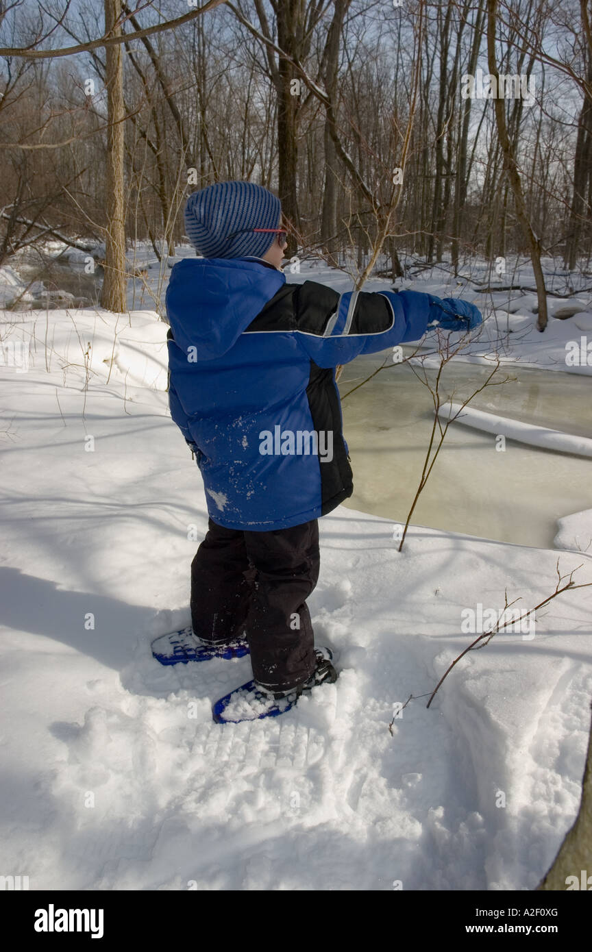 P32 084 6 Year-old Boy Points At Pine River Goodels Michigan Stock ...