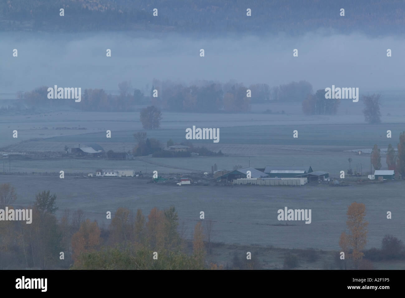 CANADA, British Columbia, Creston. Mountain Fog / Autumn Stock Photo ...