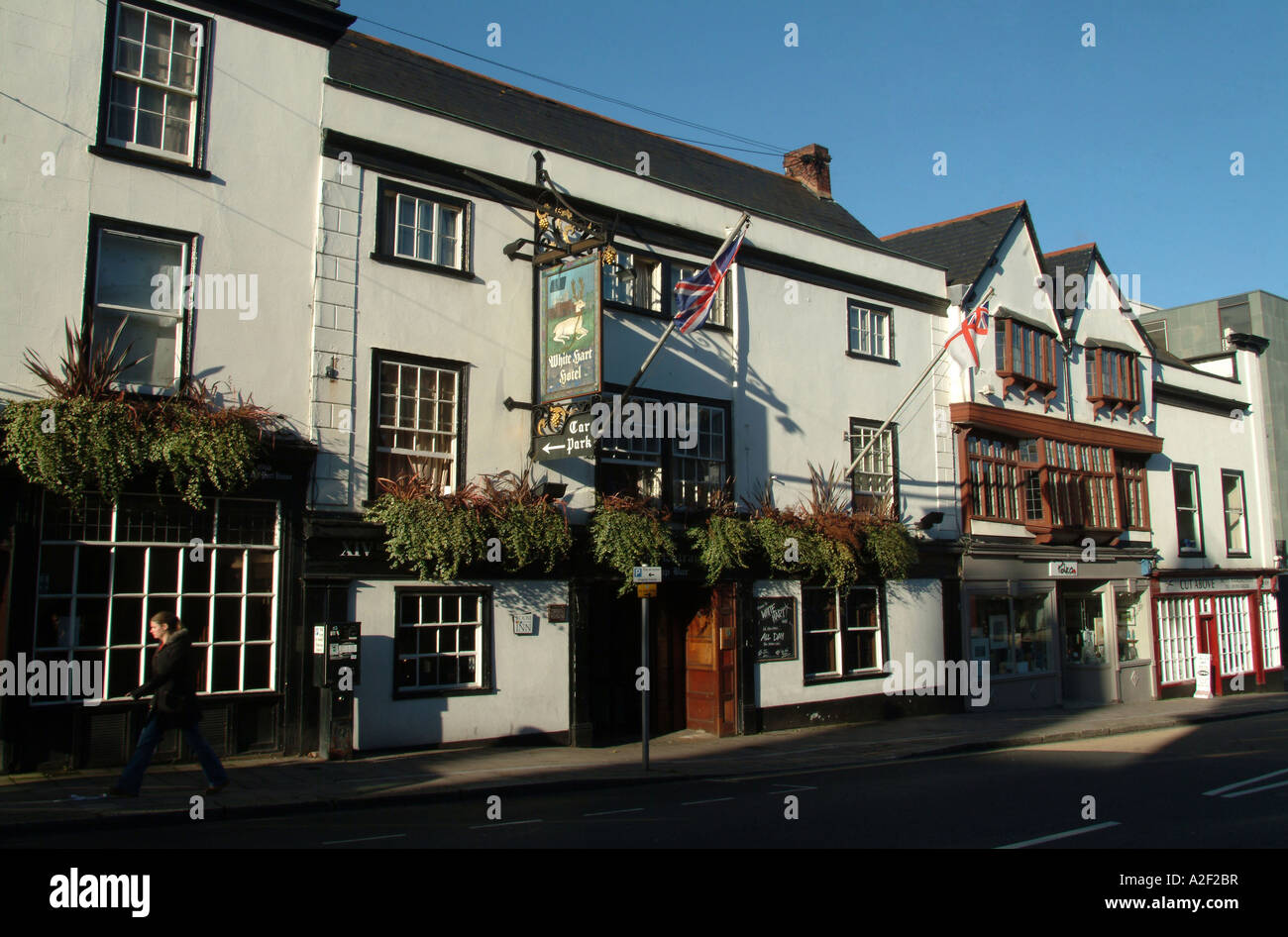Exterior of the White Hart hotel, Exeter, Devon, England, UK Stock ...