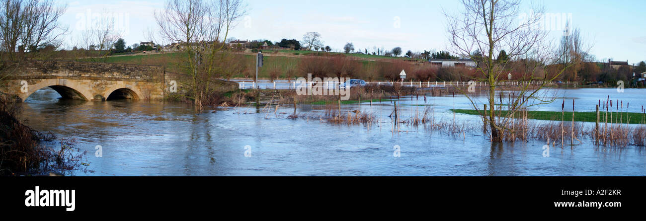 Flooding as the river Windrush overflows at Crawley near Witney ...