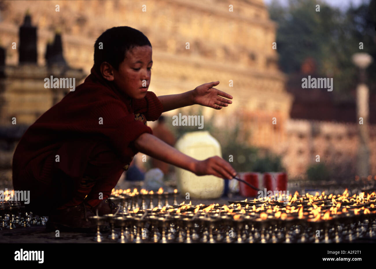 Young Tibetan buddhist monk on pilgrimage to Bodhgaya, India Stock ...