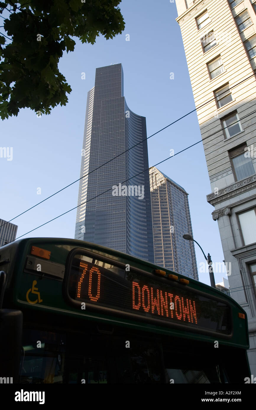 Bus with Downtown destination sign Seattle USA Stock Photo - Alamy