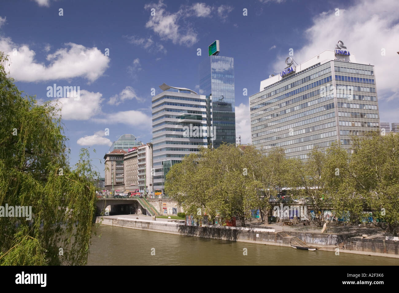 AUSTRIA, Vienna: High Rise Buildings along the Danube Canal ...
