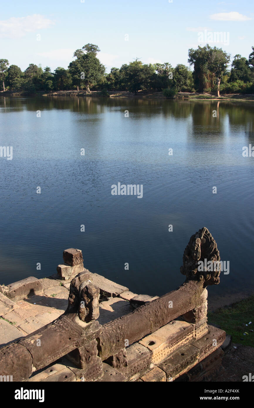The lake at Sras Srang near Angkor Wat temple in Cambodia Stock Photo ...