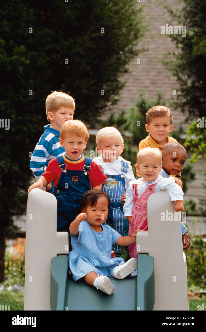 GROUP OF CHILDREN ON SLIDE Stock Photo - Alamy
