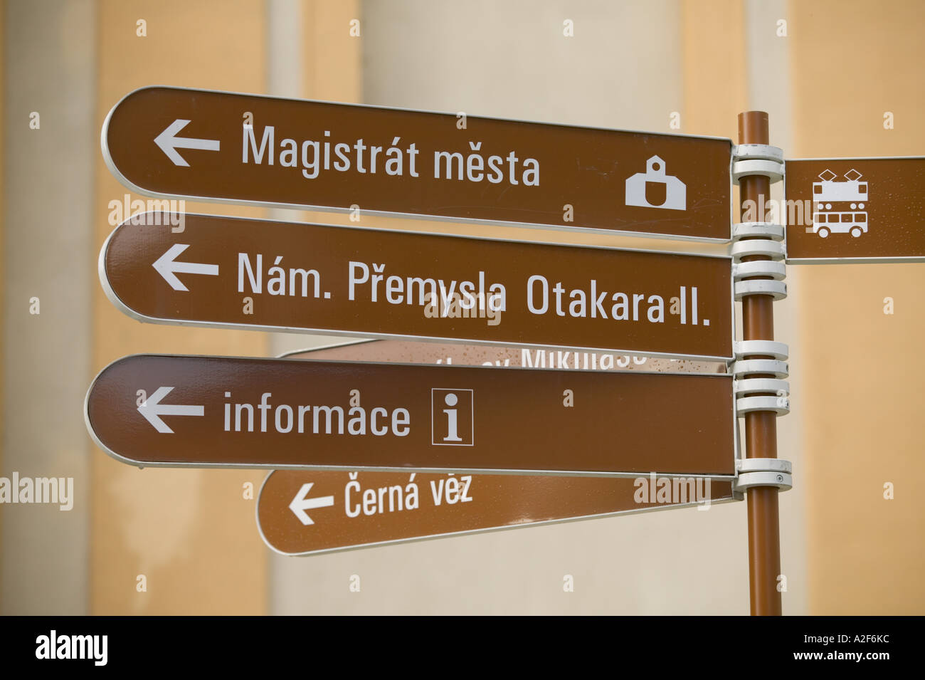signs, Czech Republic, Ceske Budejovice Stock Photo - Alamy