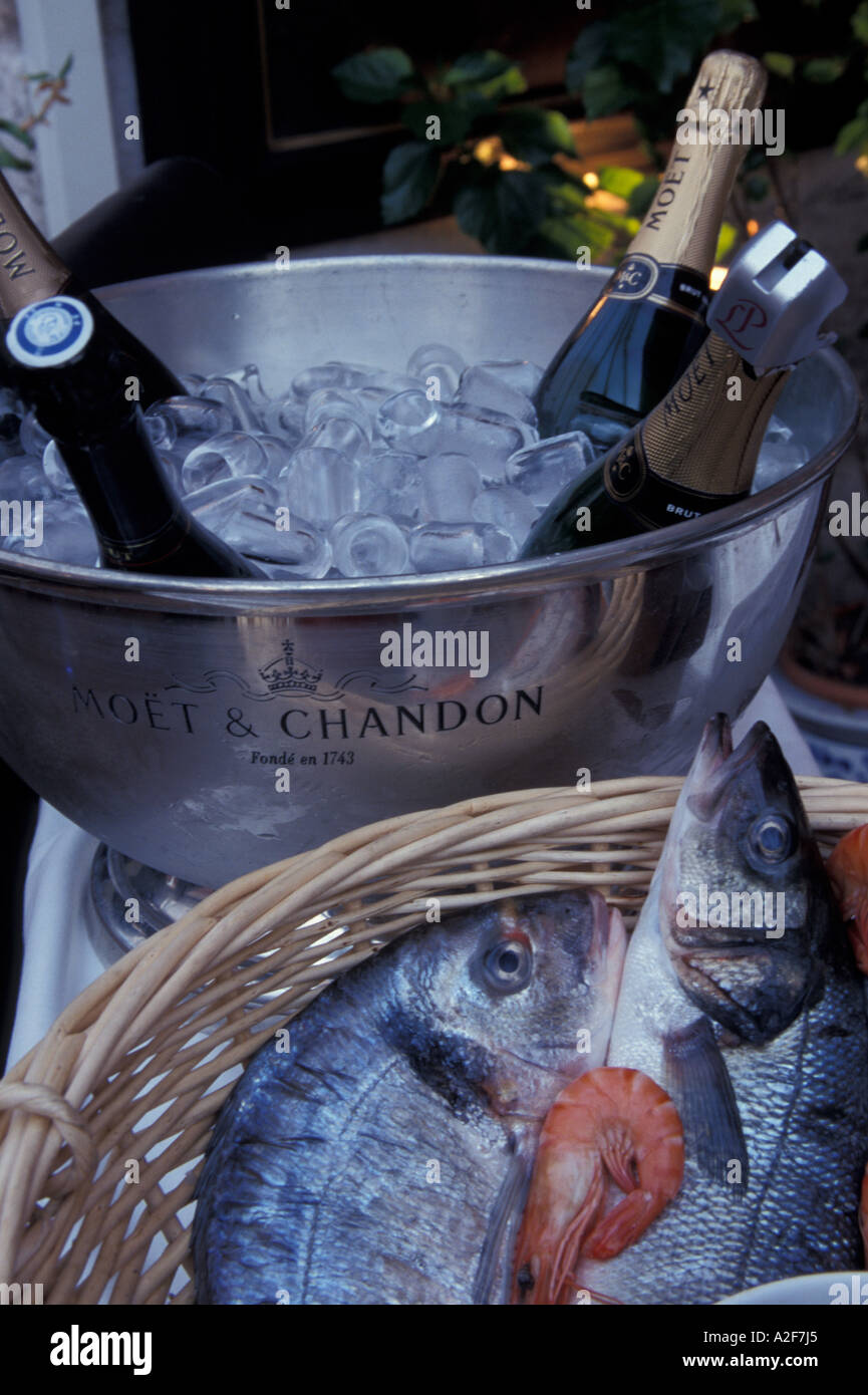 Europe, France, Marseilles, seafood display with champagne Stock Photo ...