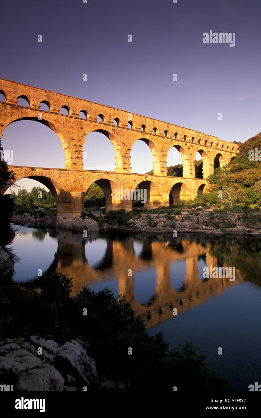 EU, France, Provence, Gard, Pont du Gard. Roman aqueduct/bridge in ...