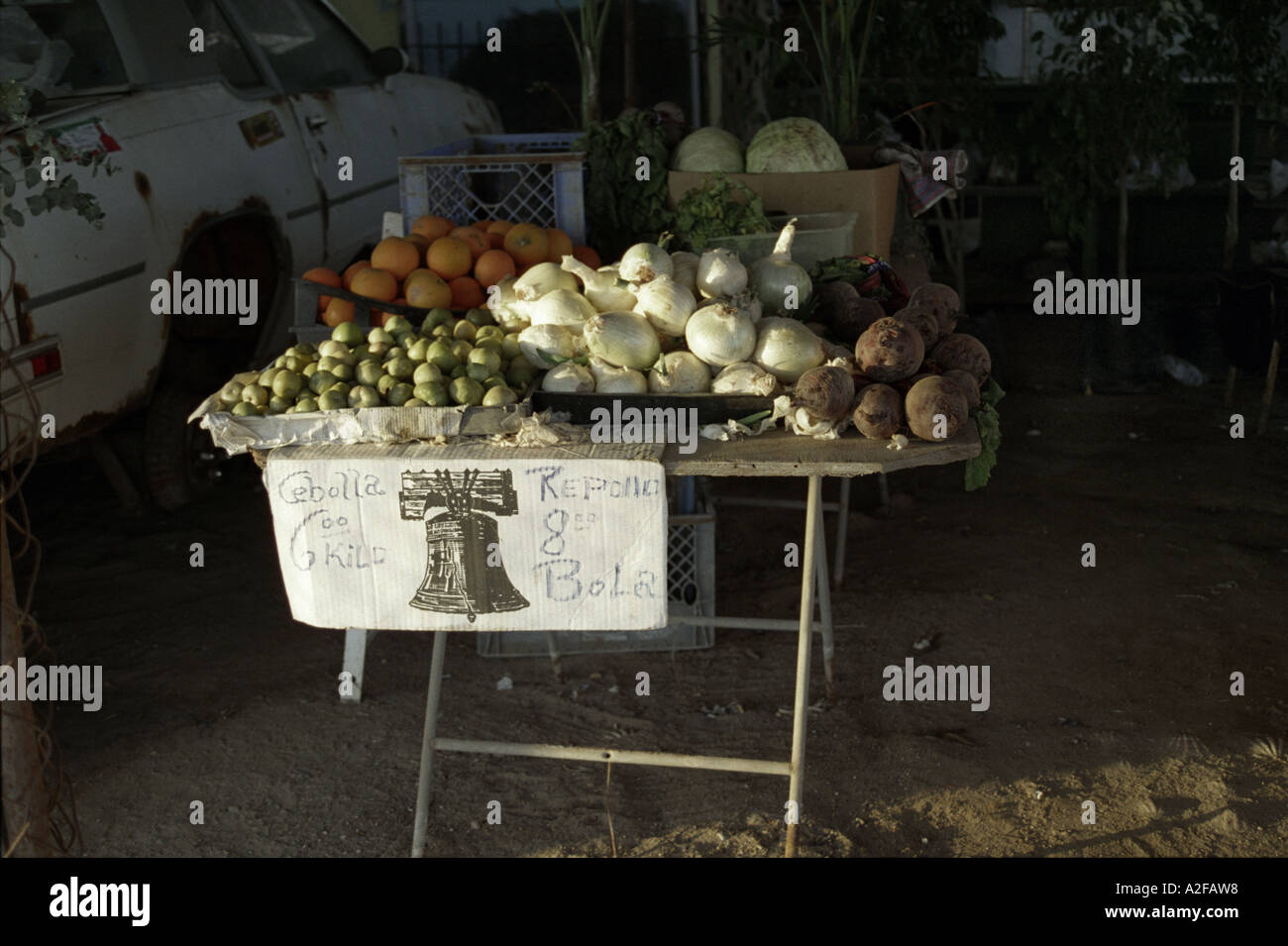 Fruit and Vegetable stall at roadside Baja California, Mexico Stock ...