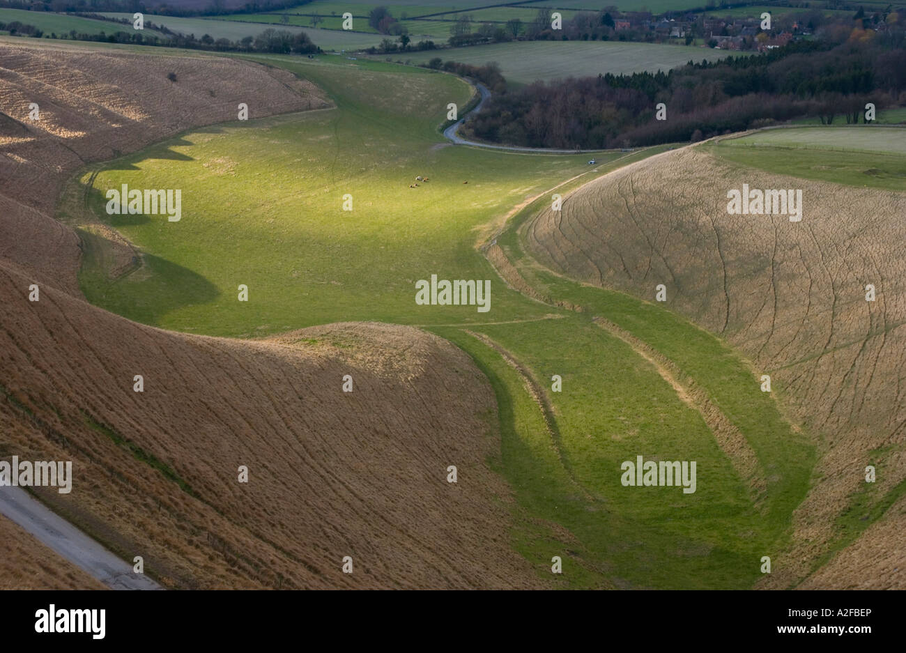 The Manger A glacial valley below Uffington castle on the Ridgeway ...