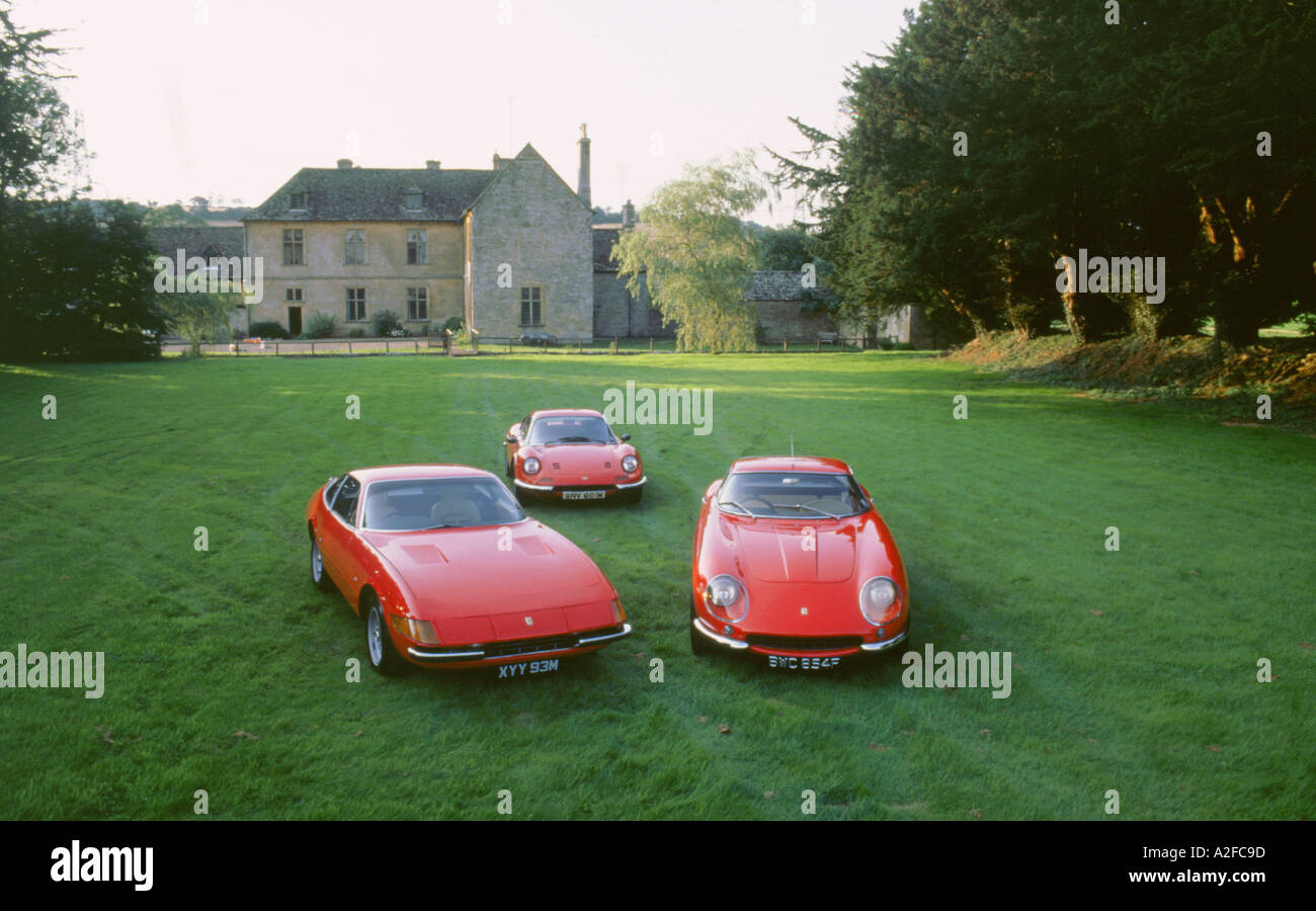 Ferrari group Ferari Daytona 365GTB 246 Dino and 275 GTB Stock Photo ...