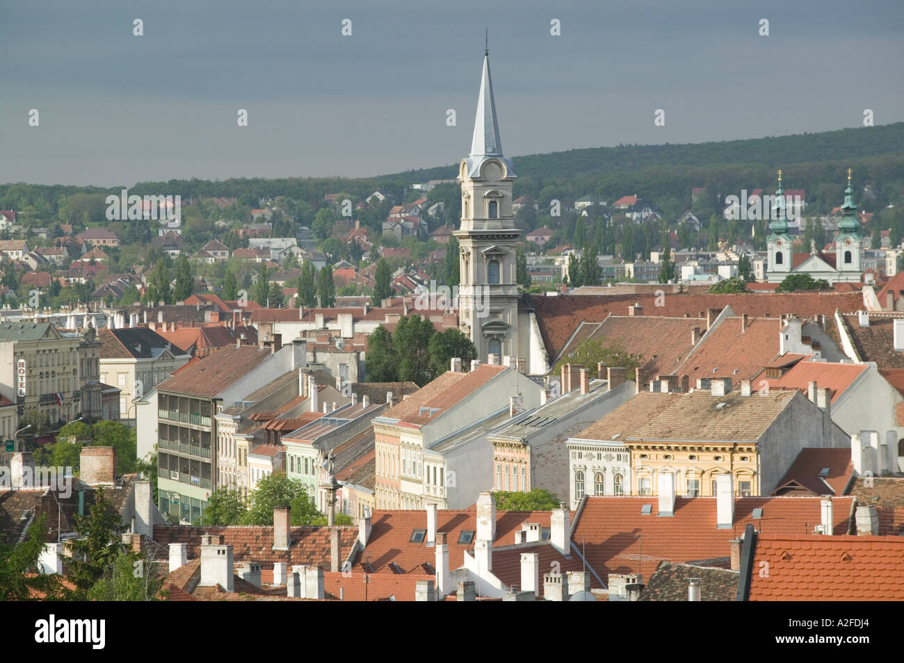 HUNGARY, WESTERN TRANSDANUBIA, Sopron: Town View / Morning Medieval ...
