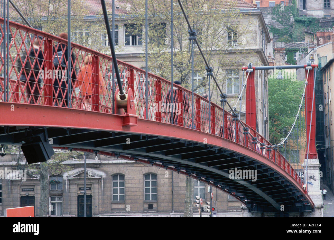 Red footbridge over the Soane River Stock Photo - Alamy