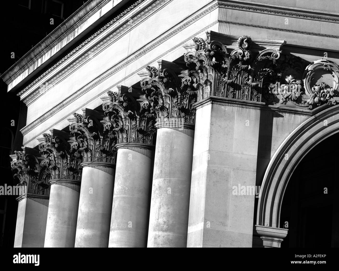 BW Detail from the portico of Manchester public library Manchester UK ...