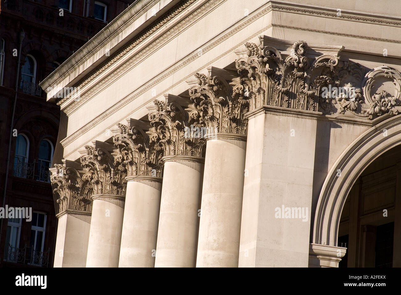 Detail from the portico of Manchester public library Manchester UK ...