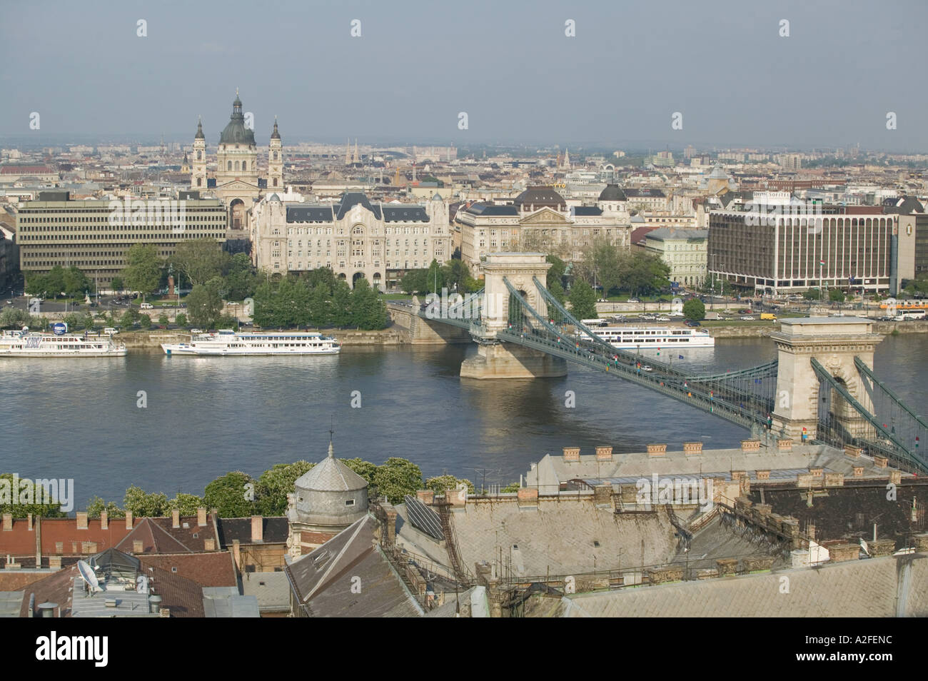 HUNGARY, Budapest: Buda / Castle Hill View of, Danube River & Vizivaros ...