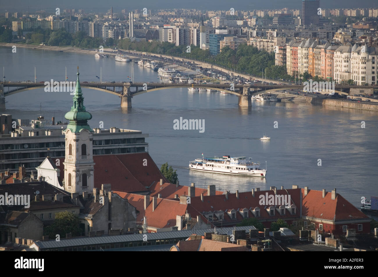 HUNGARY, Budapest: Buda / Castle Hill View of, Danube River & Vizivaros ...