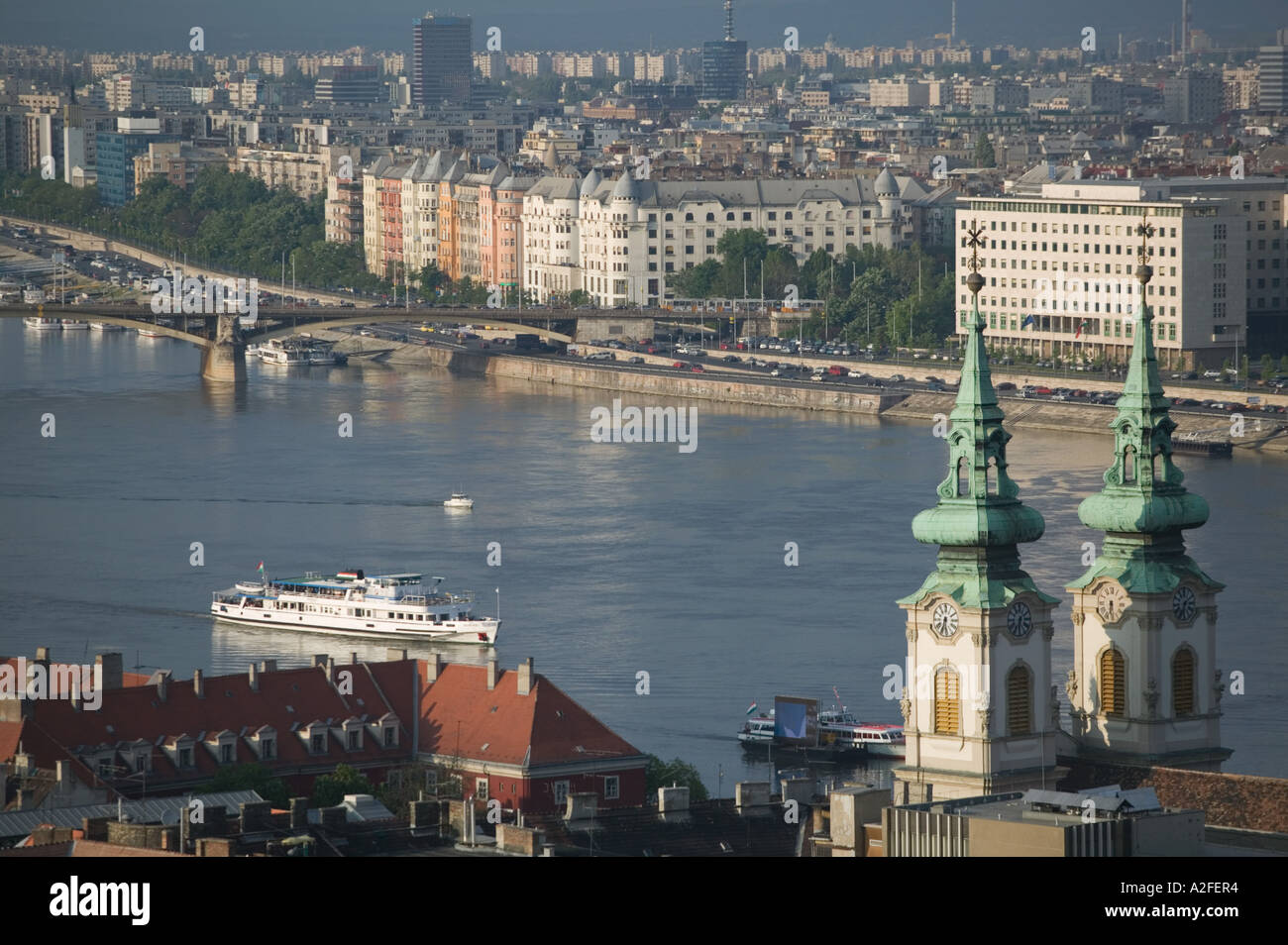 HUNGARY, Budapest: Buda / Castle Hill View of, Danube River & Vizivaros ...