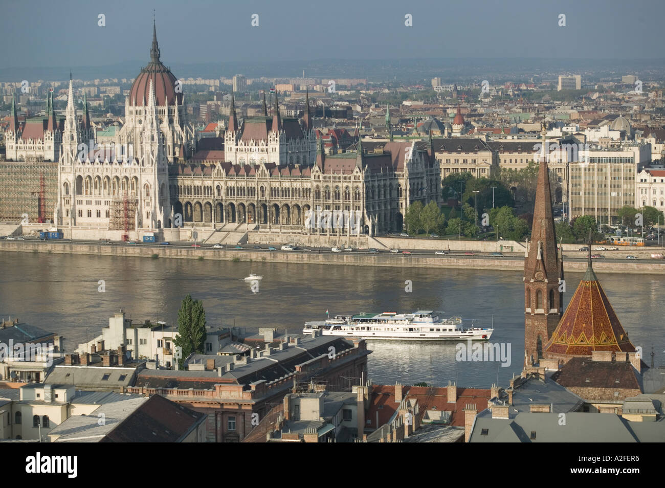 HUNGARY, Budapest: Buda / Castle Hill View of, Danube River ...