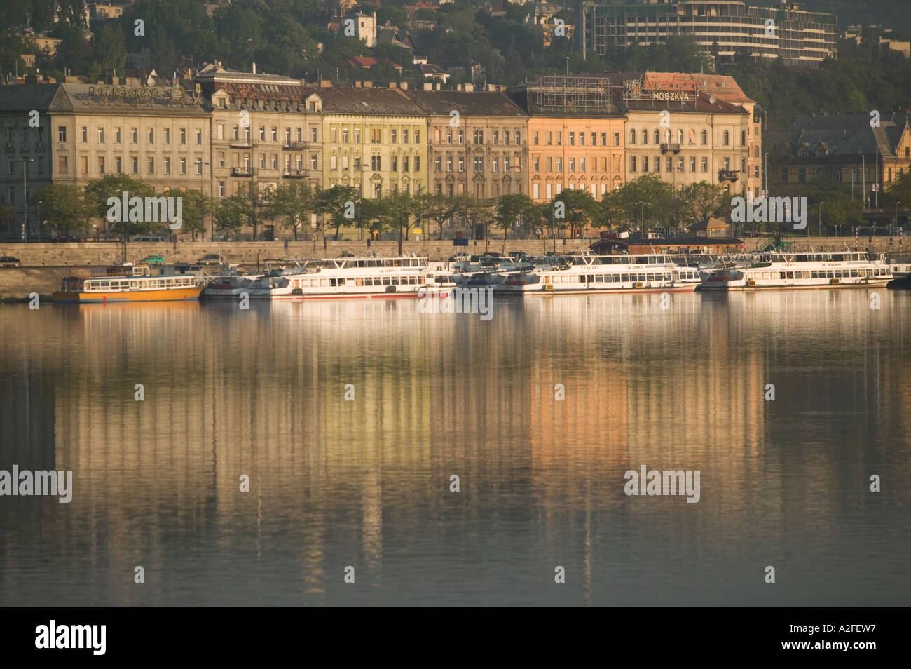 HUNGARY, Budapest: View of Danube Riverfront (Buda) / Morning Stock ...