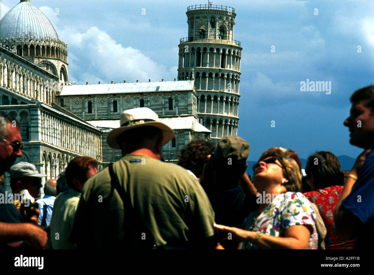 PISA TUSCANY ITALY TOURISTS AT THE LEANING TOWER OF PISA Stock Photo ...
