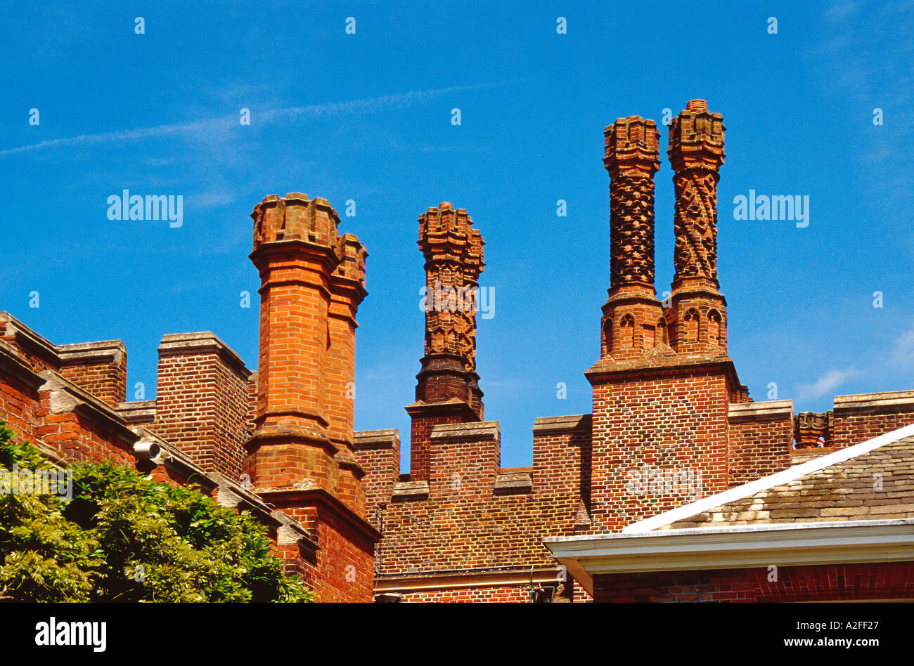Hampton Court Palace roof chimneys Stock Photo - Alamy
