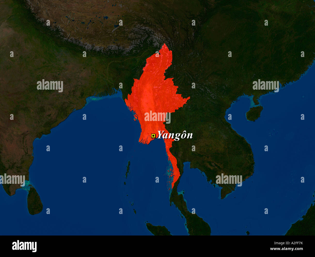 Map satellite geography myanmar hi-res stock photography and images - Alamy