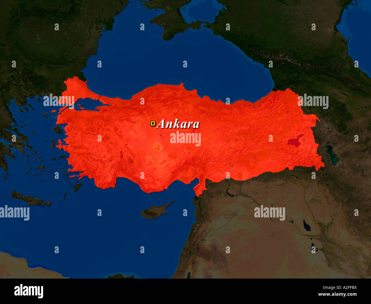 Satellite image of turkey showing ankara hi-res stock photography and ...