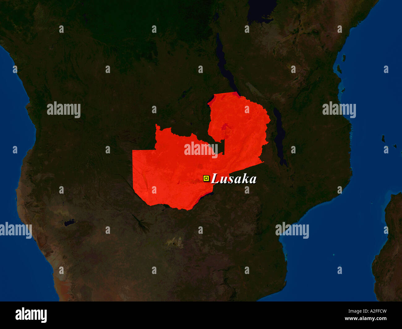 Satellite image of zambia showing lusaka hi-res stock photography and ...