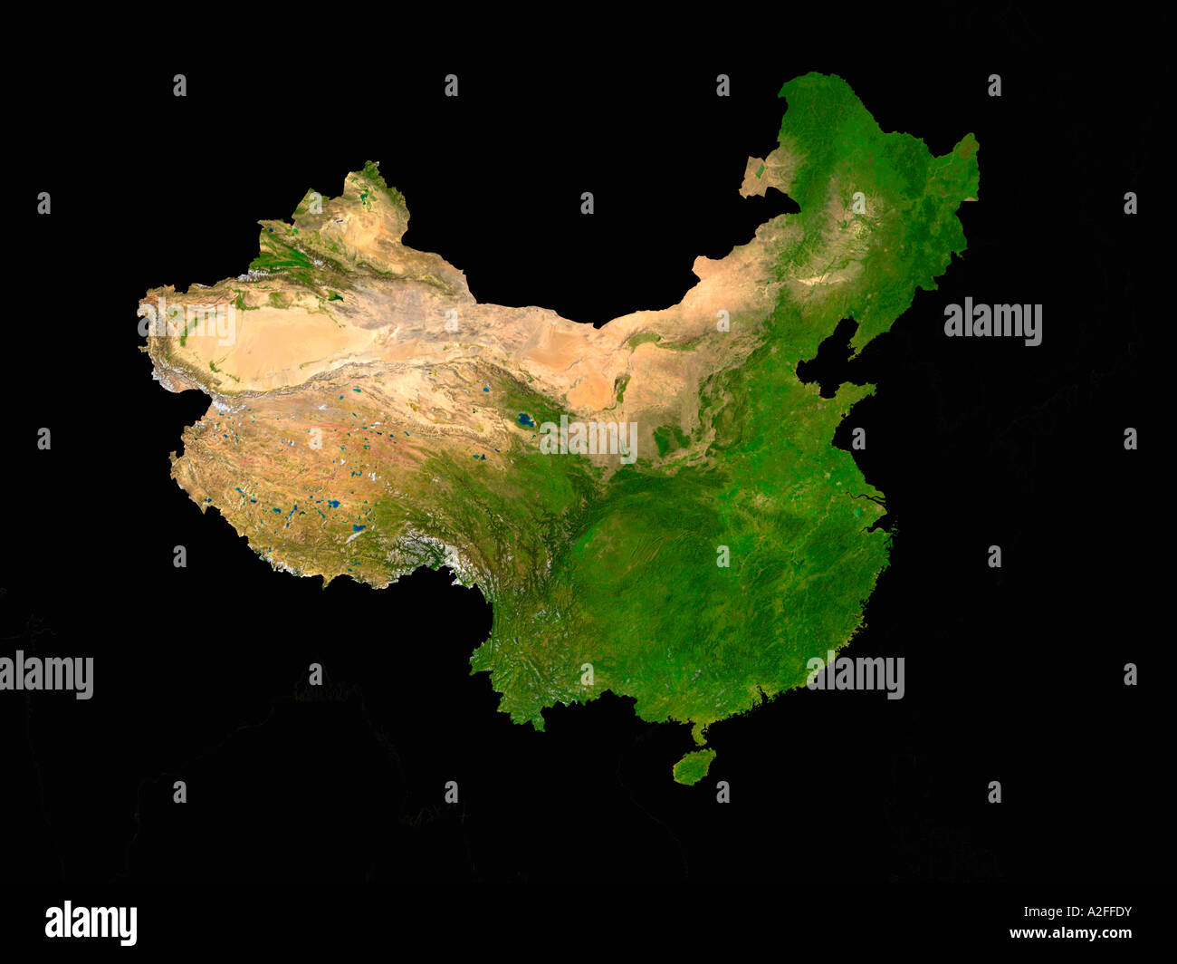 Highlighted Satellite Image Of China Without Surrounding Countries ...