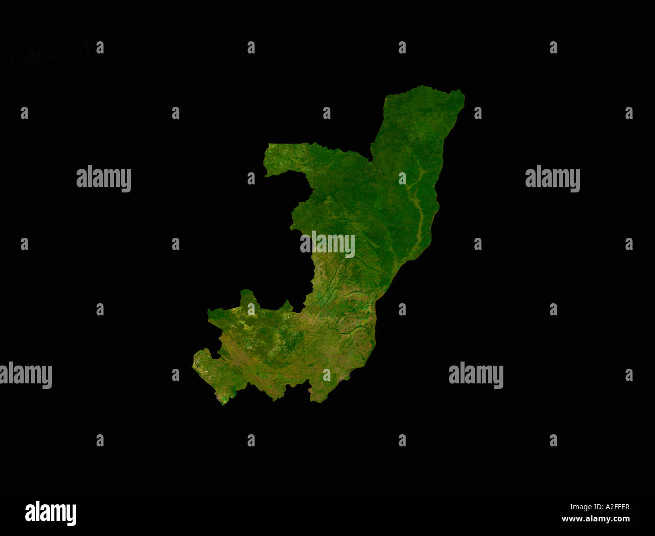 Highlighted Satellite Image Of Congo Without Surrounding Countries ...