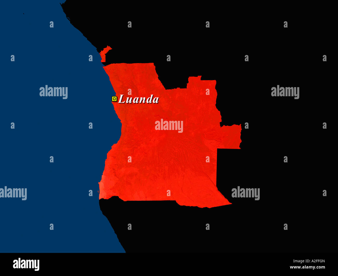 Satellite image of angola showing luanda hi-res stock photography and ...