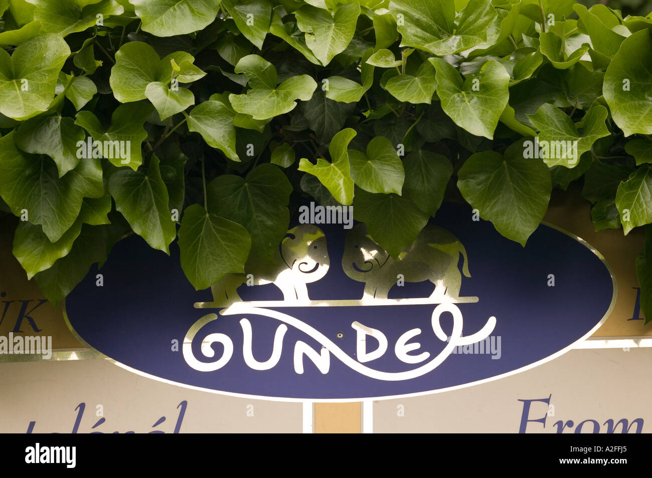 HUNGARY, Budapest: Varosliget / City Park, Sign for Gundel Most famous ...