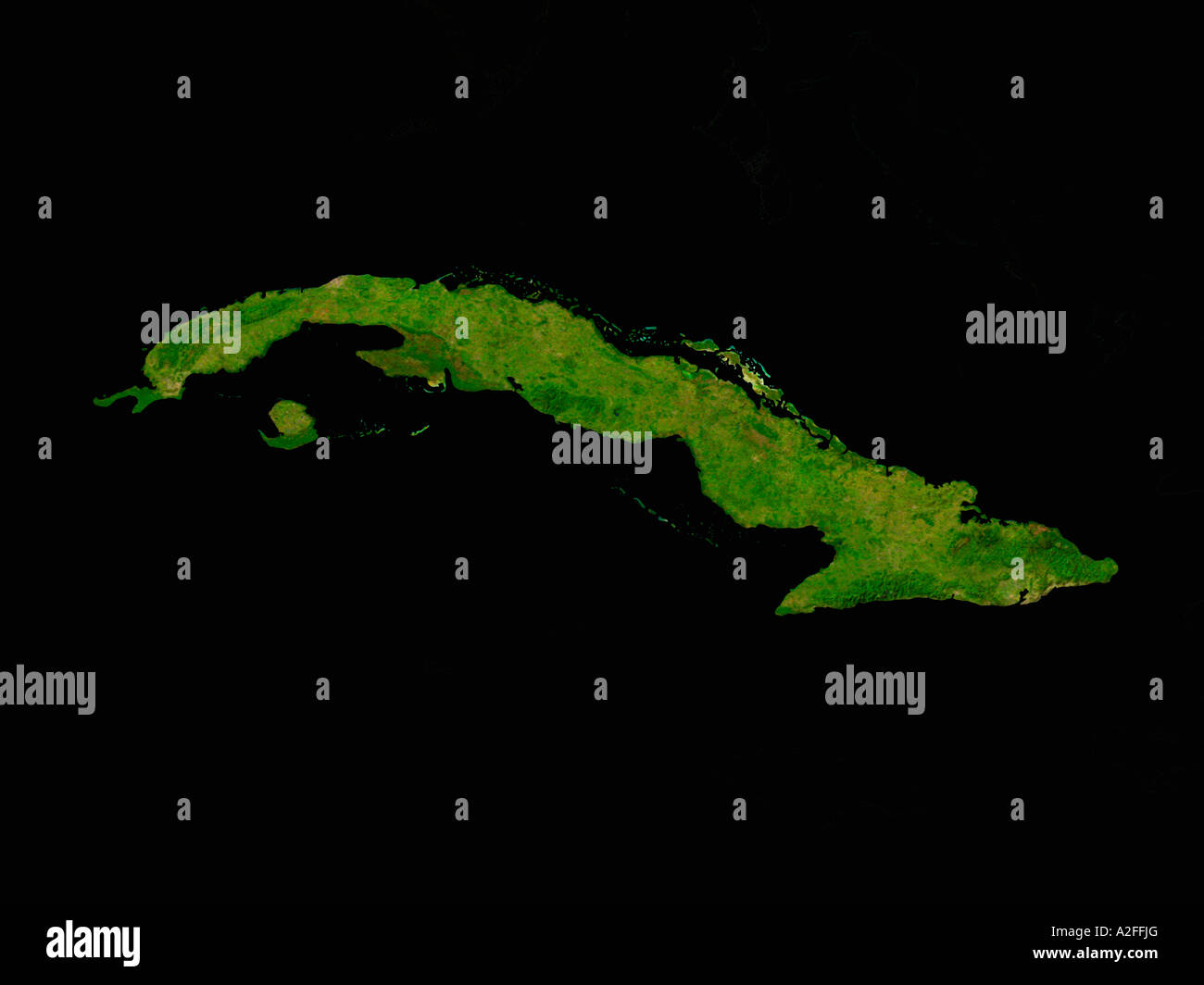 Highlighted Satellite Image Of Cuba Without Surrounding Countries Shown ...