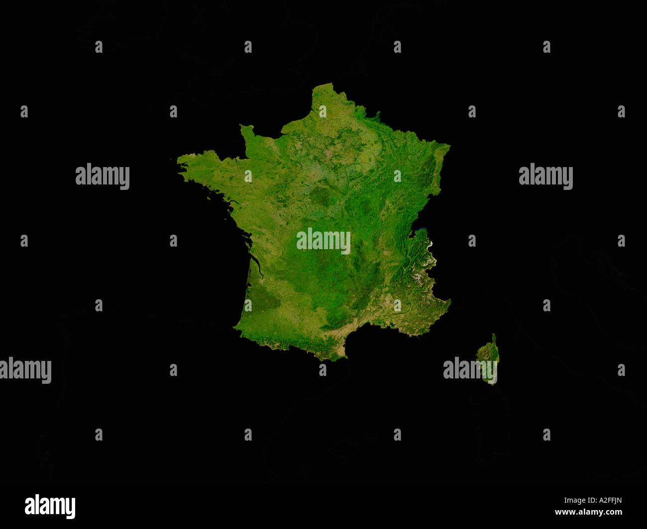 Highlighted Satellite Image Of France Without Surrounding Countries ...