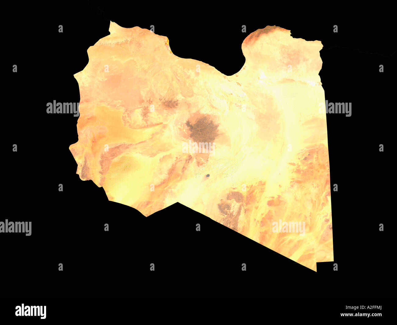 Highlighted Satellite Image Of Libya Without Surrounding Countries ...