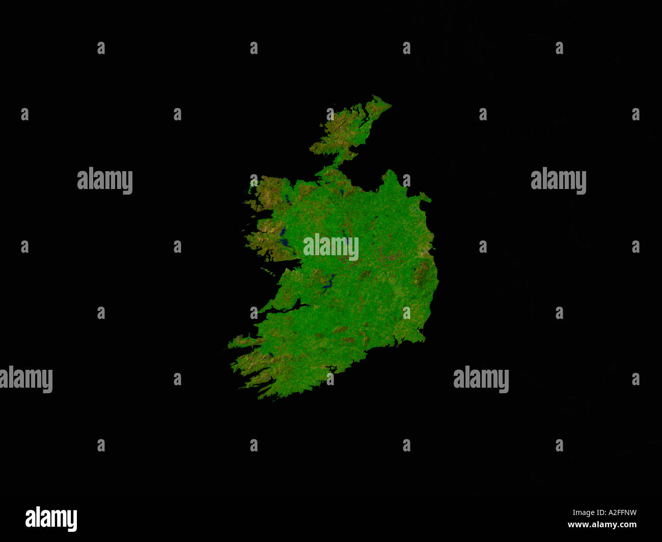 Highlighted Satellite Image Of Republic Of Ireland Without Surrounding ...
