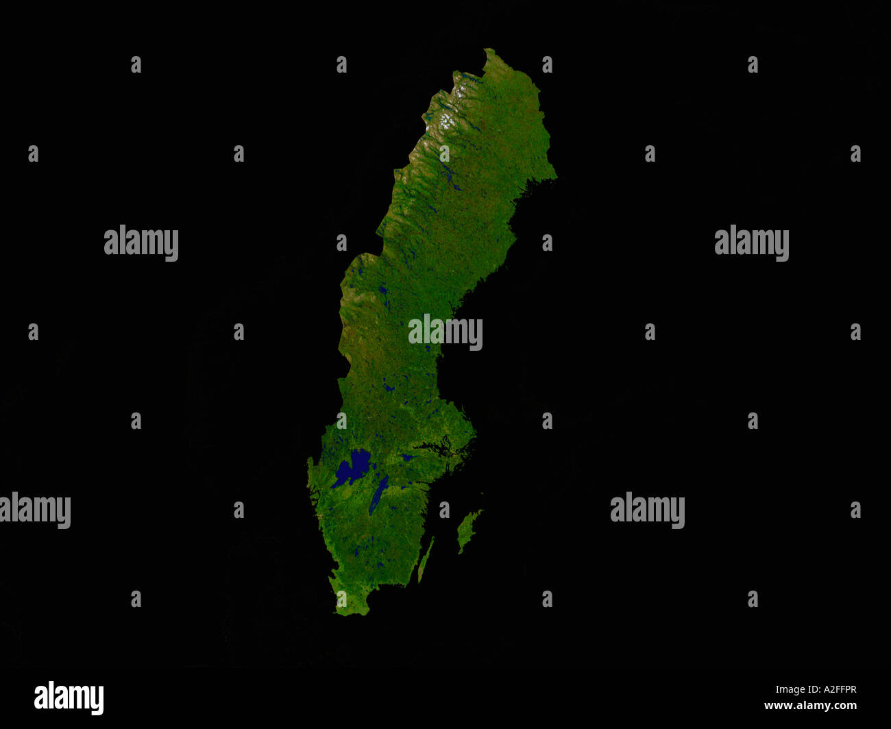 Highlighted Satellite Image Of Sweden Without Surrounding Countries ...