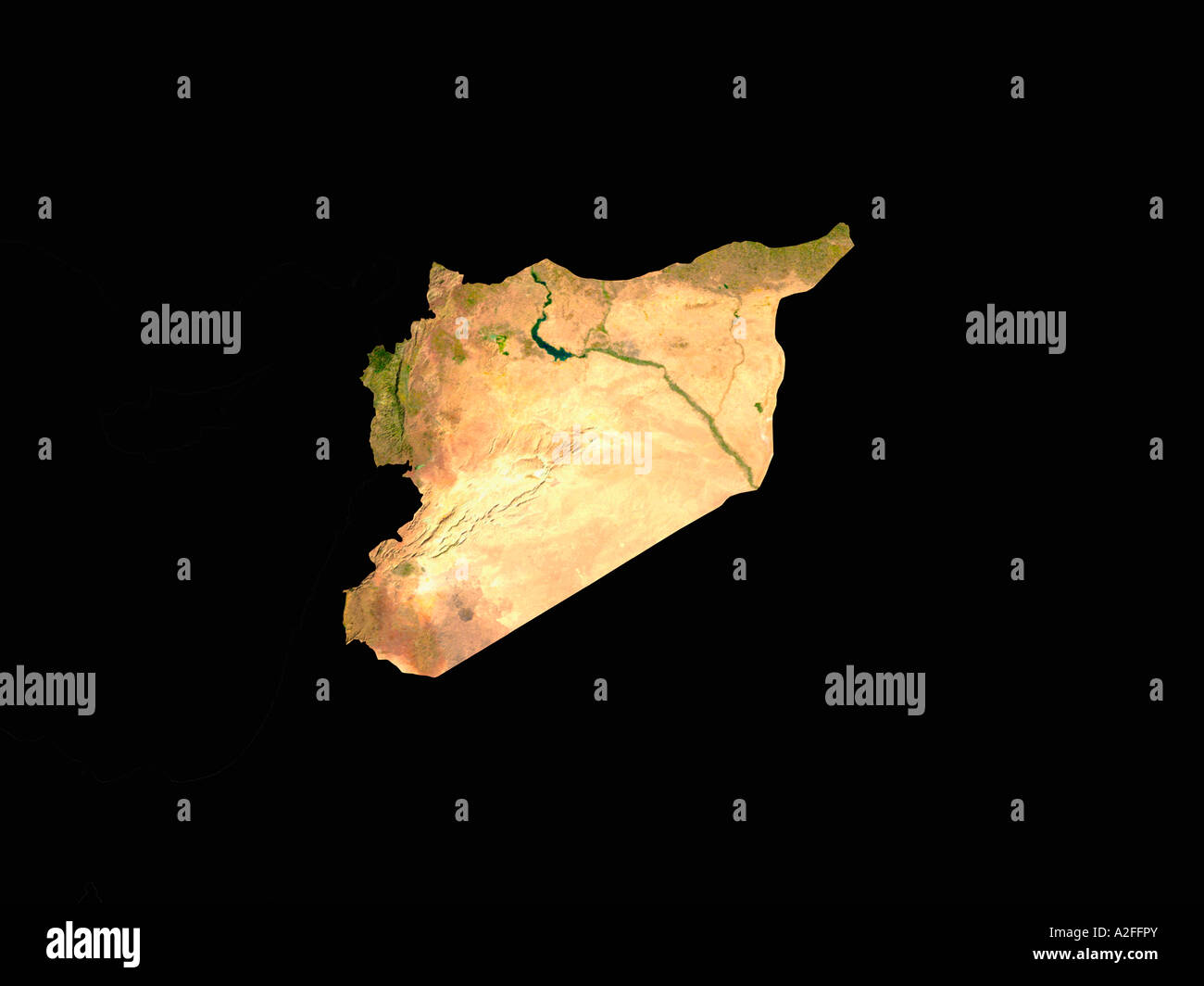 Highlighted Satellite Image Of Syria Without Surrounding Countries ...
