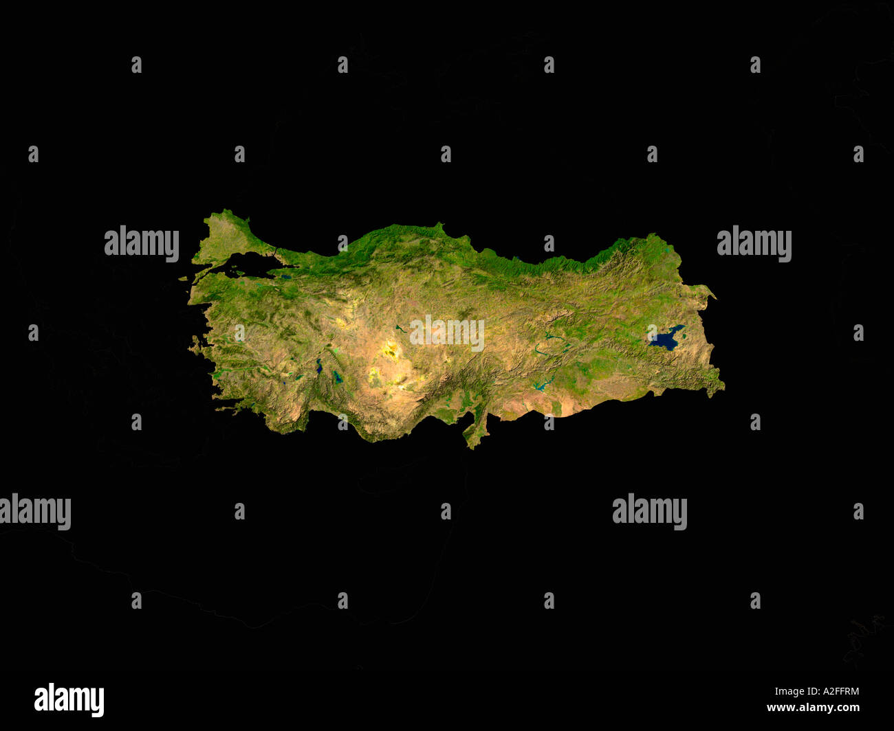 Highlighted Satellite Image Of Turkey Without Surrounding Countries ...