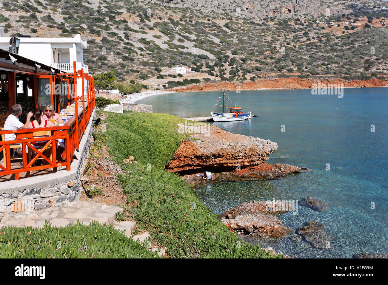 Restaurant in Plaka, Eastern Crete, Greece Stock Photo - Alamy
