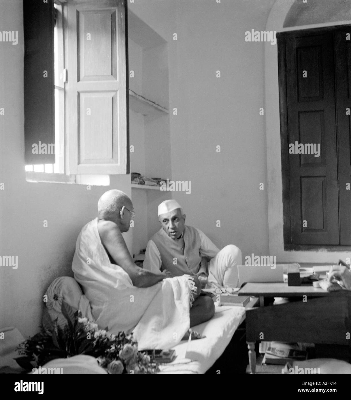 Mahatma Gandhi talking with Jawaharlal Nehru sitting Bhangi Sweepers ...