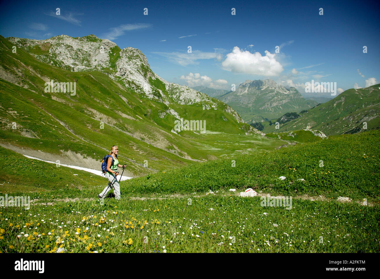 Woman hiking in Austrian alps Stock Photo - Alamy